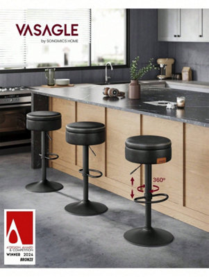 VASAGLE Bar Stool, Height Adjustable Barstool With Storage, Synthetic ...