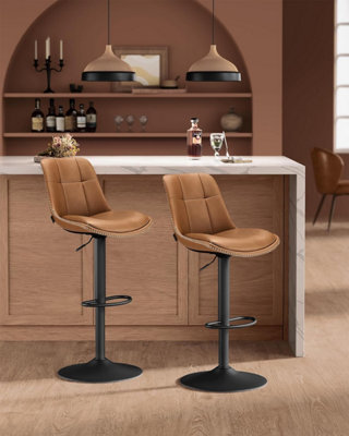 VASAGLE Bar Stools Set of 2, Height Adjustable Swivel Kitchen Stools ...