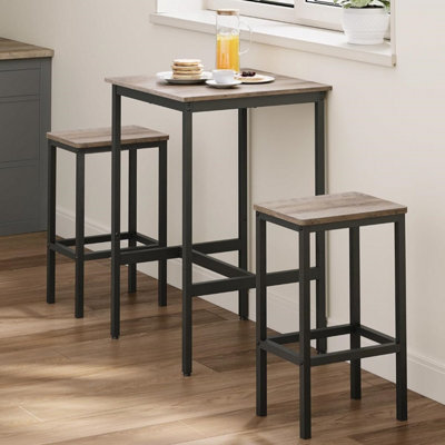 VASAGLE Bar Table and Chairs Set, Square Bar Table with 2 Bar Stools ...
