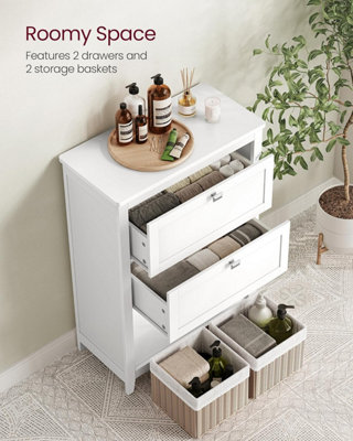 VASAGLE Bathroom Cabinet Storage Cabinet 2 Drawers with 1 Set of Adjustable Dividers 2 Baskets Side