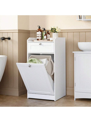 VASAGLE Bathroom Cabinet With Laundry Basket, Bathroom Storage Unit ...
