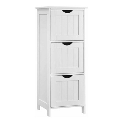 VASAGLE Bathroom Floor Storage Cabinet, Slim Storage Unit 3 Drawers, 32 ...