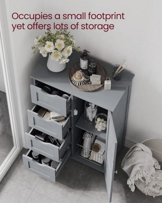 VASAGLE Bathroom Storage Cabinet, Floor Standing Unit with Drawers ...