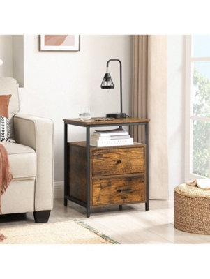 VASAGLE Bedside Table, Side Table, With Open Compartment, 2 Drawers ...