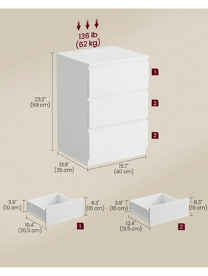 VASAGLE Bedside Table With Charging Station, Set Of 2, Side End Tables ...