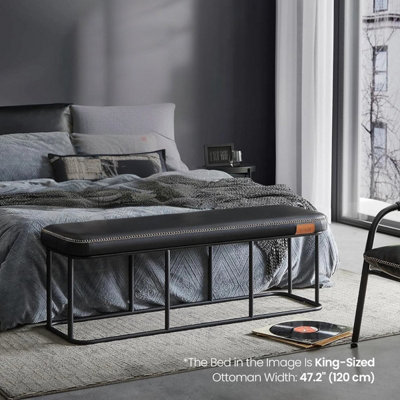 VASAGLE Bench for Entryway Bedroom, Synthetic Leather with Stitching ...