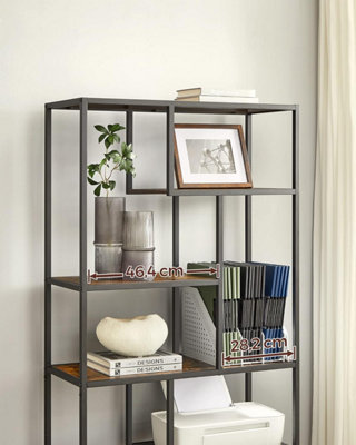 VASAGLE Bookcase, 6-Tier Bookcase, Geometric Display Shelf, Standing ...