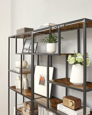 VASAGLE Bookcase, 6-Tier Bookcase, Geometric Display Shelf, Standing ...