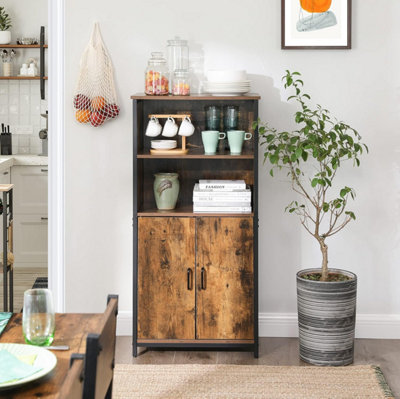 VASAGLE Bookcase, Book Cabinet, Shelf, Kitchen Cabinet with 2 Open ...