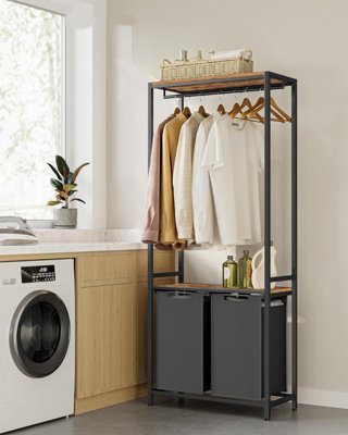 VASAGLE Clothes Hamper, Laundry Sorter, 2-Section Laundry Basket with ...