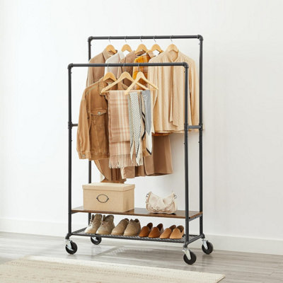 VASAGLE Clothes Rail heavy duty, Double Clothes Rack with Dual Hanging ...