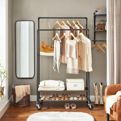 VASAGLE Clothes Rail heavy duty, Double Clothes Rack with Dual Hanging ...