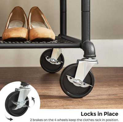 VASAGLE Clothes Rail heavy duty, Double Clothes Rack with Dual Hanging ...