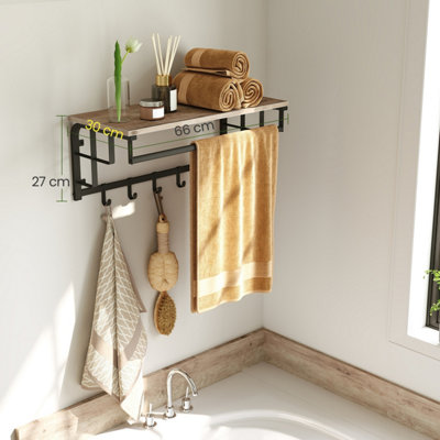 VASAGLE Coat Rack Wall-Mounted, Clothes Rail with 5 Removable Hooks ...