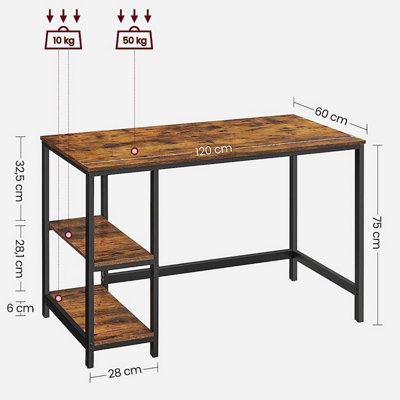 VASAGLE Computer Desk Industrial Design PC 2 Shelves on Right or Left ...