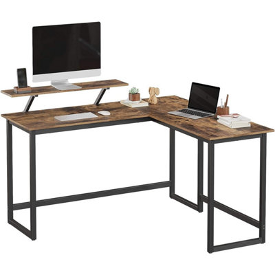 VASAGLE Computer Desk, L-Shaped Writing Workstation, Industrial Corner ...