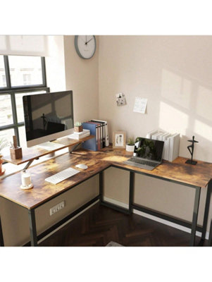 VASAGLE Computer Desk, L-Shaped Writing Workstation, Industrial Corner ...