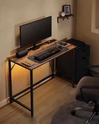 VASAGLE Computer Desk with LED Lights and Built-In Power Outlets ...