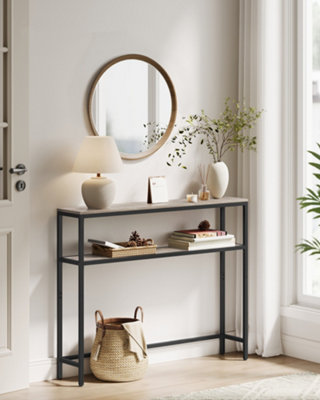 VASAGLE Console Table for Hallway, 2-Tier Slim Sofa Table, 20 x 80 x 80 ...