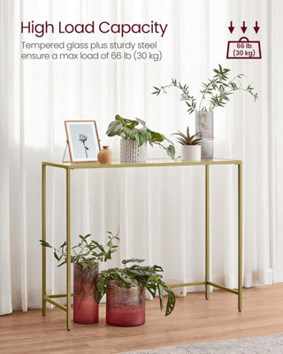 VASAGLE Console Table, Side Table, Tempered Glass Tabletop, Modern Sofa ...