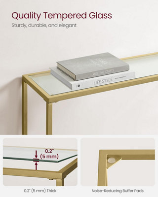 VASAGLE Console Table, Side Table, Tempered Glass Tabletop, Modern Sofa ...