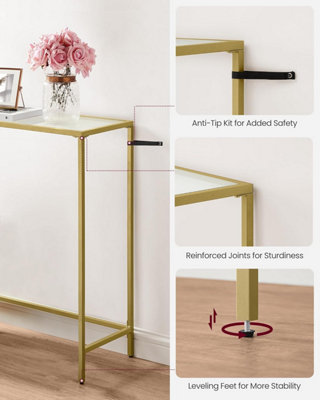 VASAGLE Console Table, Side Table, Tempered Glass Tabletop, Modern Sofa ...