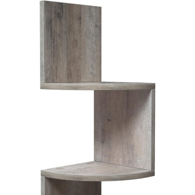 VASAGLE Corner Shelf, 5-tier Floating Wall Shelf With Zigzag Design ...