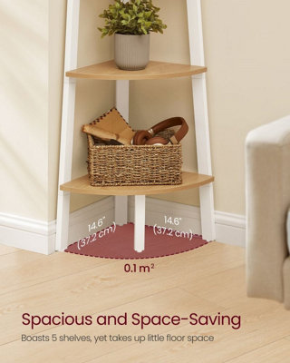 VASAGLE Corner Shelf, Bookcase with 5 Tiers, Ladder Shelf, Storage ...