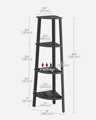 VASAGLE Corner Shelf Unit, 4-Tier Corner Shelf, Ladder Shelf, Bookshelf ...