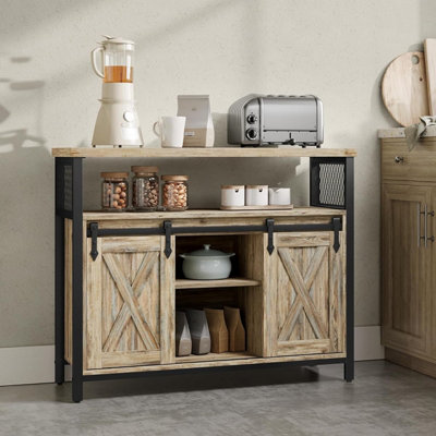 VASAGLE Credenza, Kitchen Side Cabinet, Storage Armoire, with 2 Sliding ...