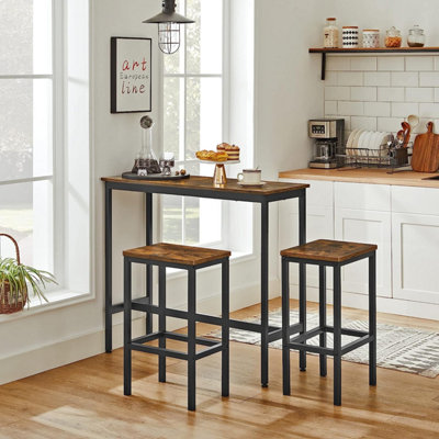 VASAGLE Dining Table Set, Bar Table and Stools Set, Breakfast Bar Table ...
