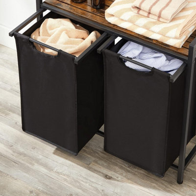 Vasagle Dirty Laundry Basket, 2 Compartments, Bin, with Removable Cloth ...