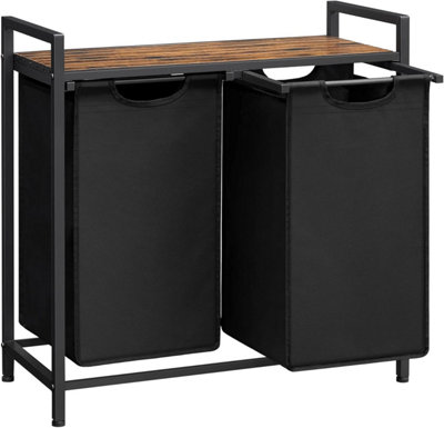 Vasagle Dirty Laundry Basket, 2 Compartments, Bin, with Removable Cloth ...