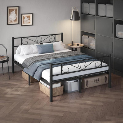 VASAGLE Double Metal Bed Frame, Easy Assembly Bedroom Furniture ...