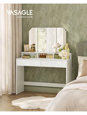 VASAGLE Dressing Table With Tri-Fold Mirror, Makeup Table With 2 ...