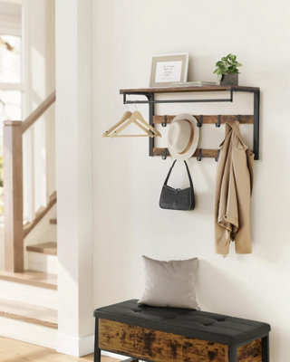 VASAGLE Entryway Coat Rack, Wall Shelf with 10 Removable Hooks, Clothes ...