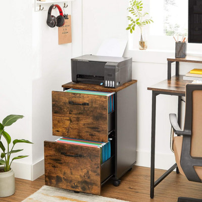 VASAGLE File Cabinet with 2 Drawers, Rolling Office Filing Cabinet with ...