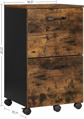 VASAGLE File Cabinet with 2 Drawers, Rolling Office Filing Cabinet with ...