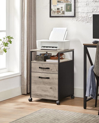 VASAGLE File Cabinet with 2 Drawers, Rolling Office Filing Cabinet with ...