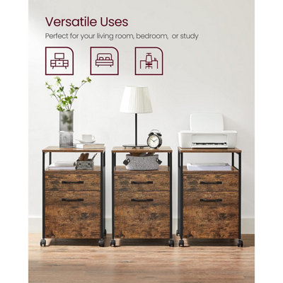 VASAGLE File Cabinet with Drawers, Rolling Office Filing Cabinet, Open ...