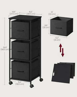 VASAGLE Filing Cabinet, 3 Drawers, Printer Stander, for A4, Letter-Size ...