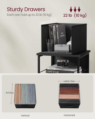 VASAGLE Filing Cabinet, 3 Drawers, Printer Stander, for A4, Letter-Size ...