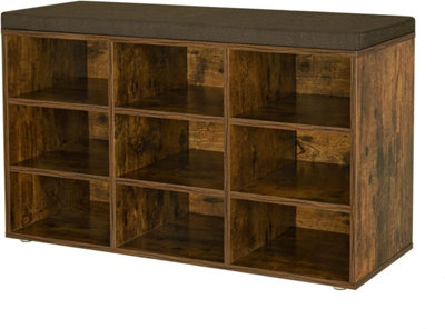 VASAGLE Hallway Bench, Storage Chair with Padded Seat, 9 Compartments ...