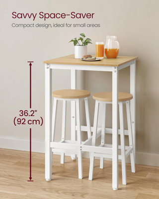 VASAGLE High Top Dining Table Square Bar Counter Robust Steel Construction Simple Setup Oak Beige and