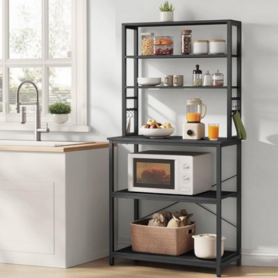 VASAGLE Industrial Kitchen Rack, Coffee Station with Shelves and Hooks ...