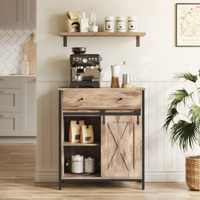 VASAGLE Kitchen Cabinet, Sliding Door Storage Unit with Adjustable ...