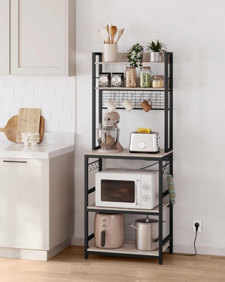 VASAGLE Kitchen Storage Rack Baker's Rack, with Metal Wire Panel, 14 ...