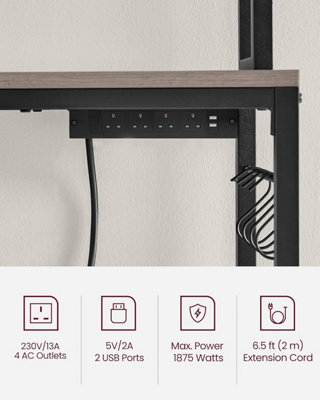 VASAGLE Kitchen Storage Rack Baker's Rack, with Metal Wire Panel, 14 ...