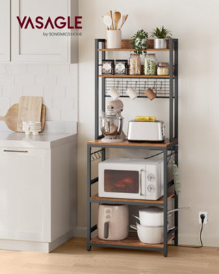VASAGLE Kitchen Storage Rack with Power Outlet,Coffee Bar,with Metal ...