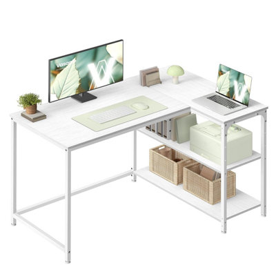 Vasagle L Shaped Corner Desk, Computer Gaming with Storage, Reversible ...